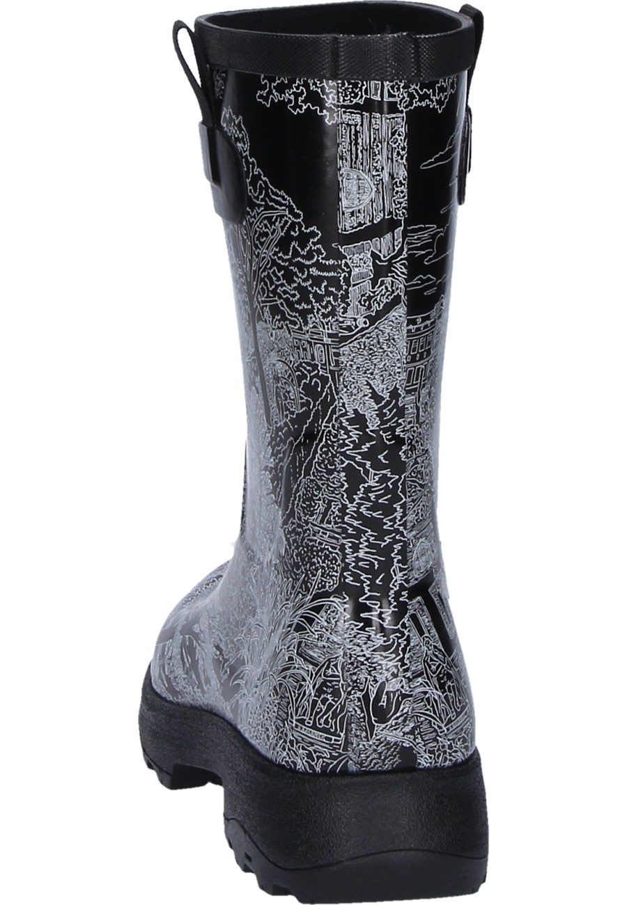 Mid-high Aigle women's wellington boot ALYA PRINT BLANC