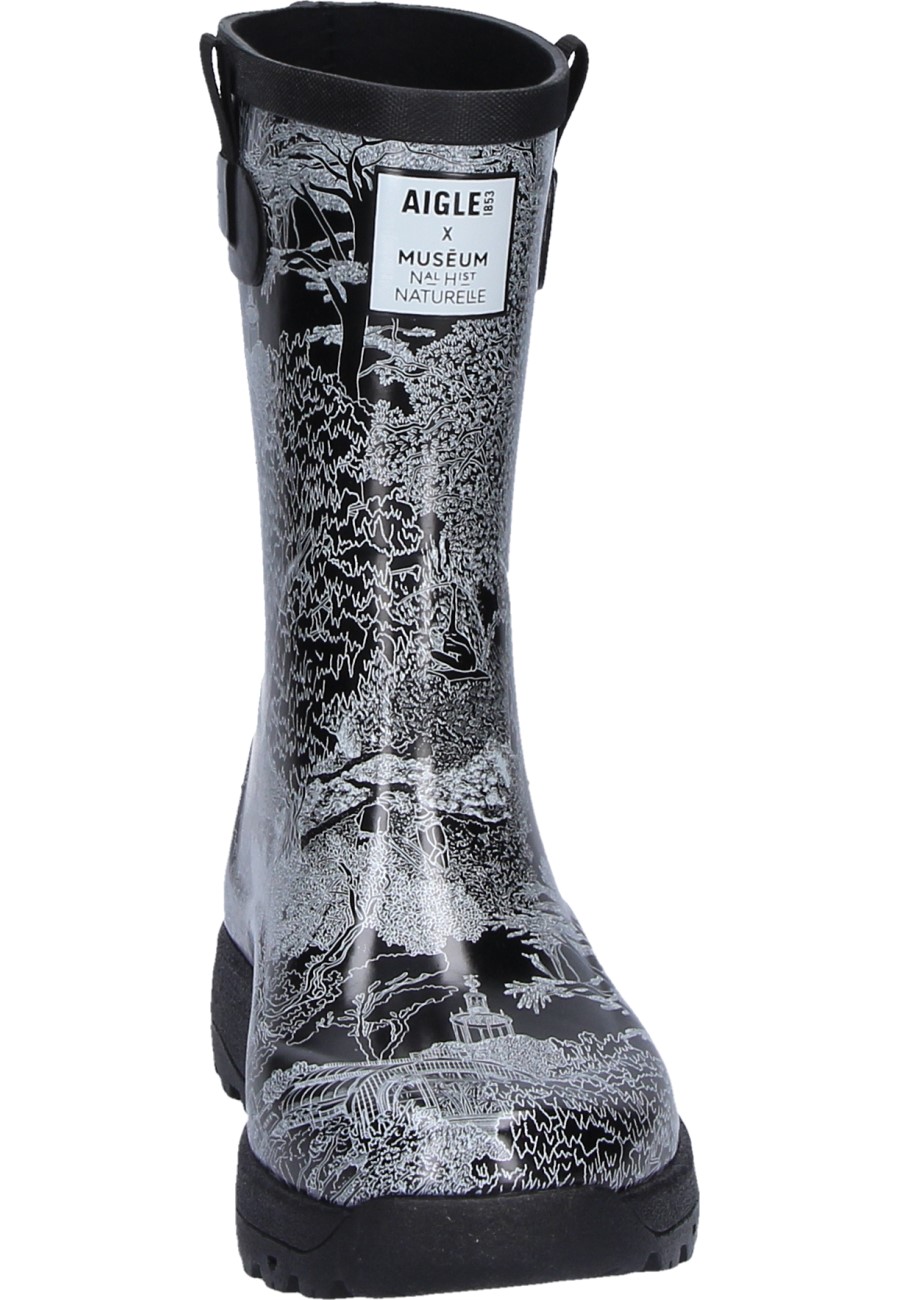 Mid-high Aigle women's wellington boot ALYA PRINT BLANC