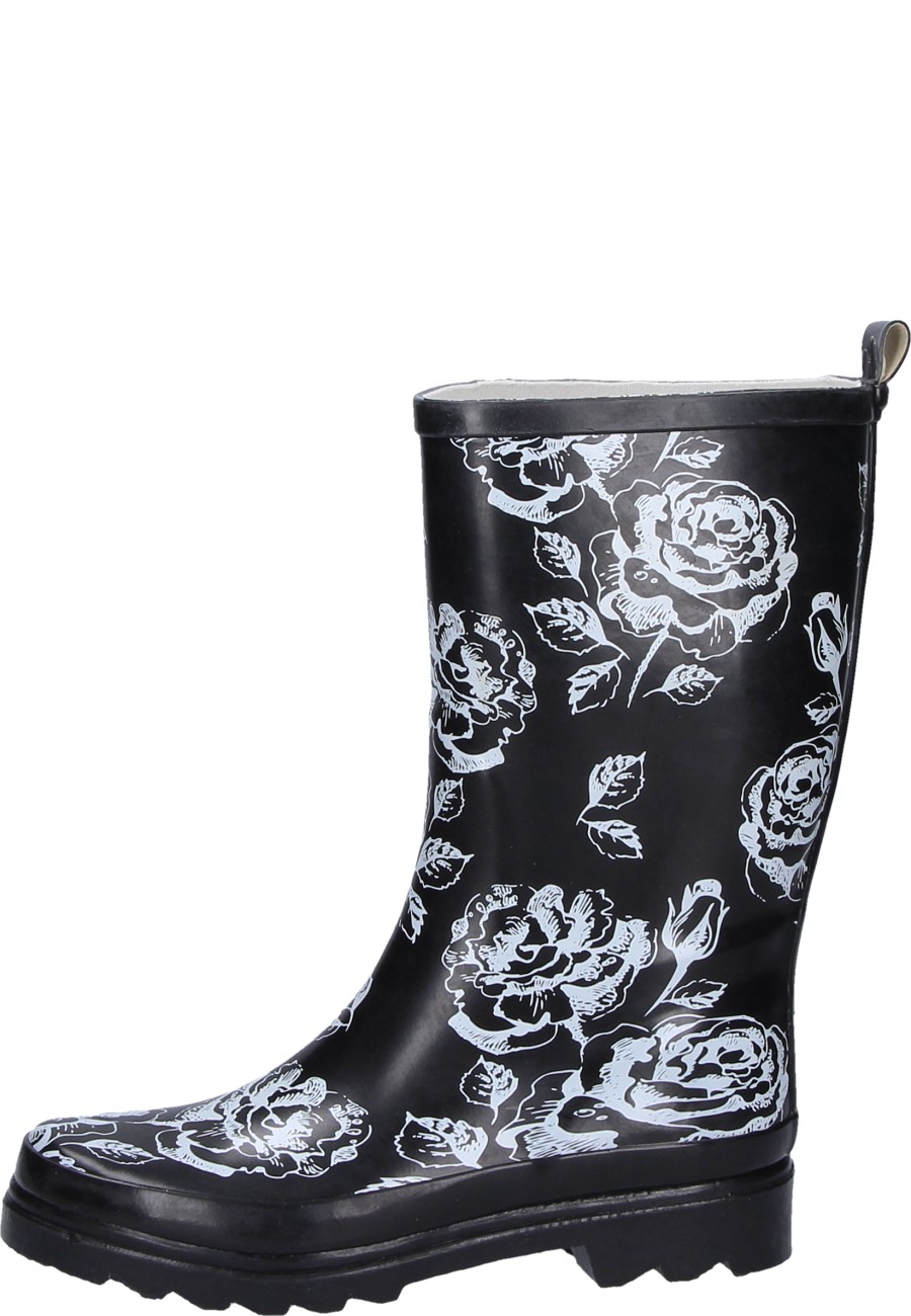 ladies half-high wellington boot BLACK ROSES by Beck