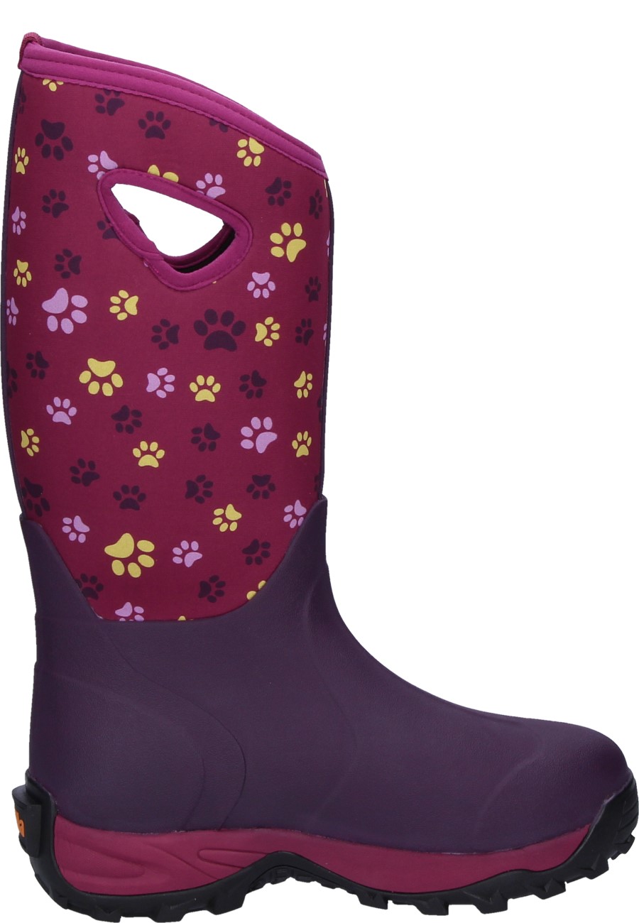 Women's colourful rubber boot PAW WALKER HIGH BORDEAUX