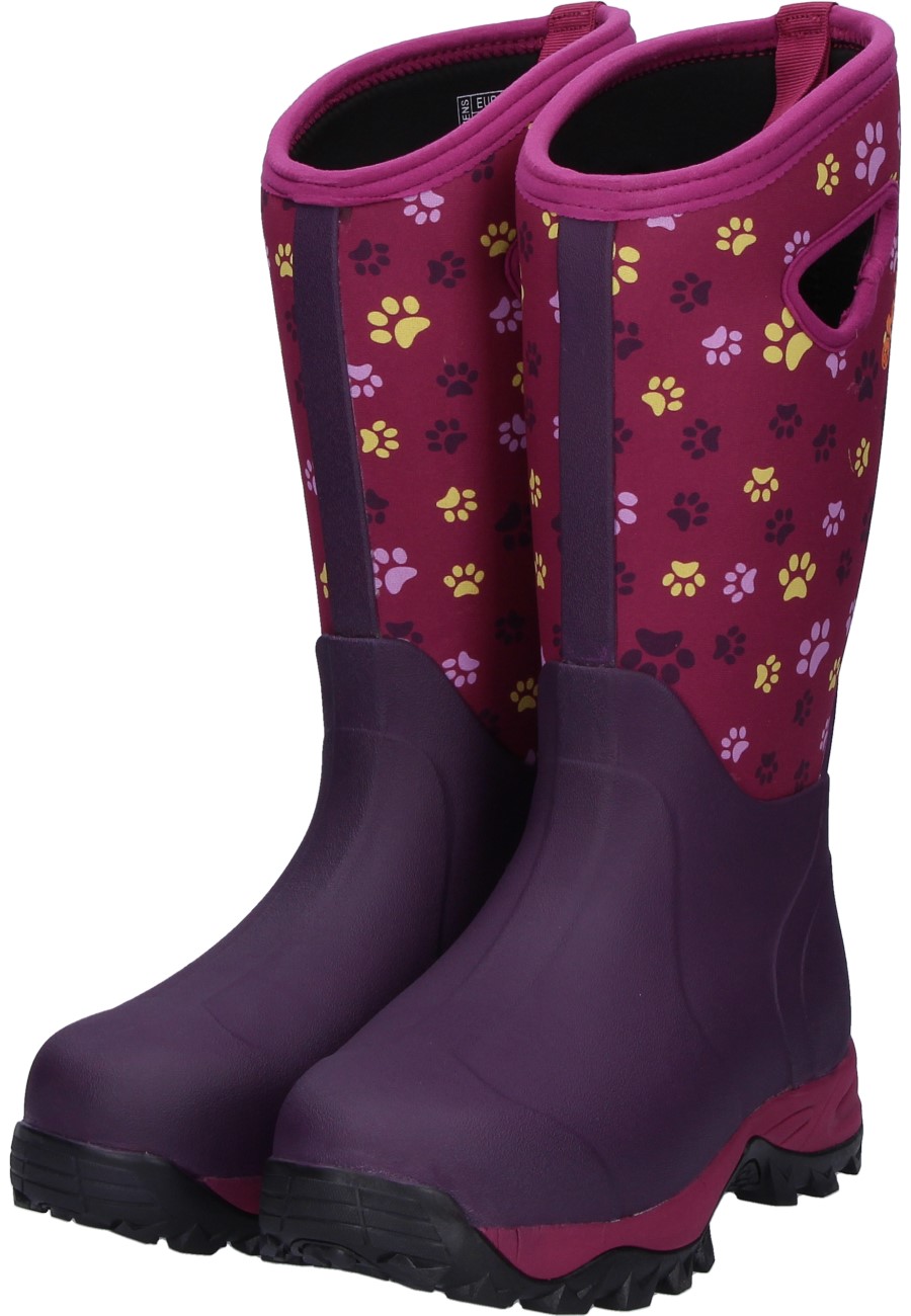 Women's colourful rubber boot PAW WALKER HIGH BORDEAUX