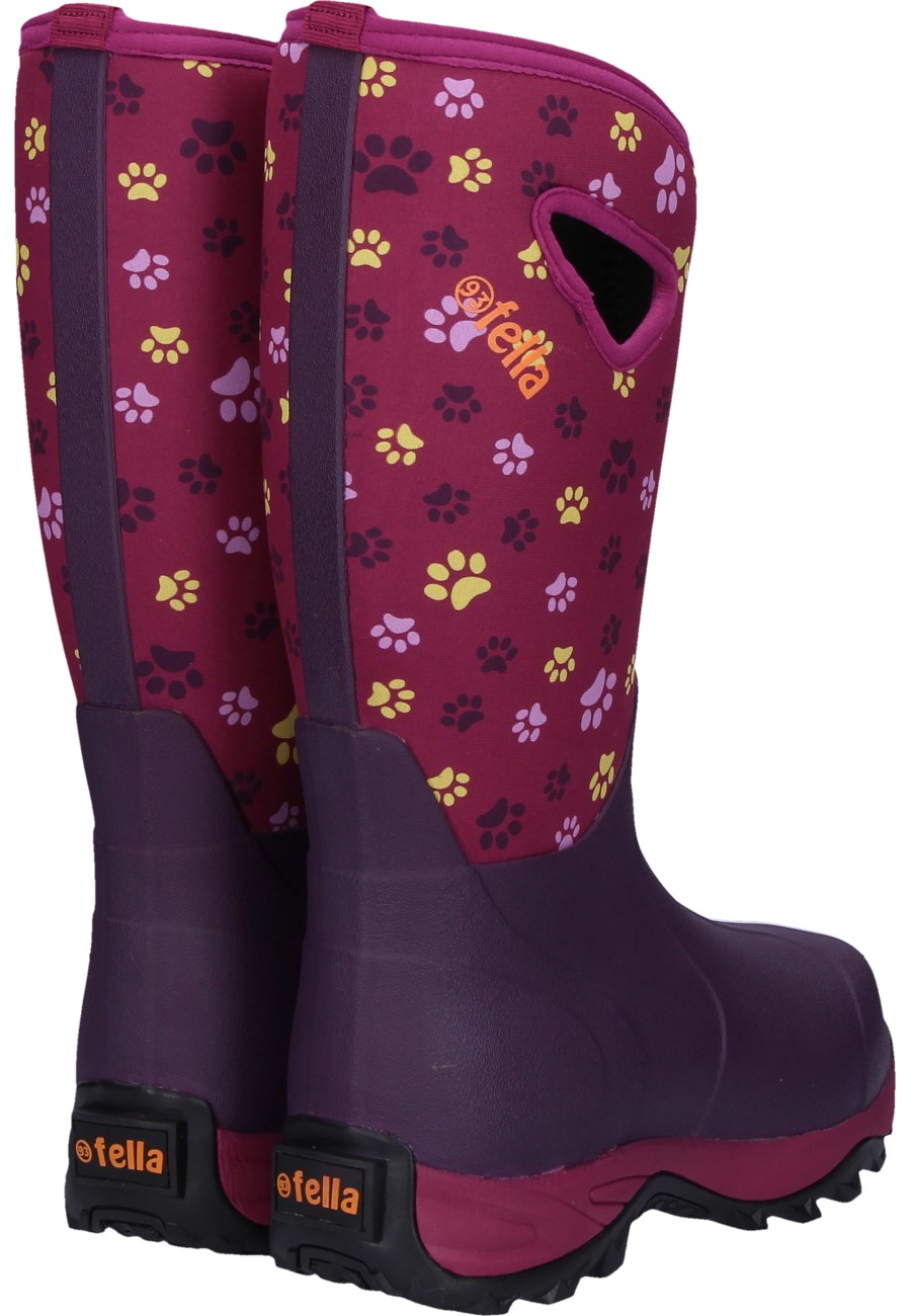 Women's colourful rubber boot PAW WALKER HIGH BORDEAUX