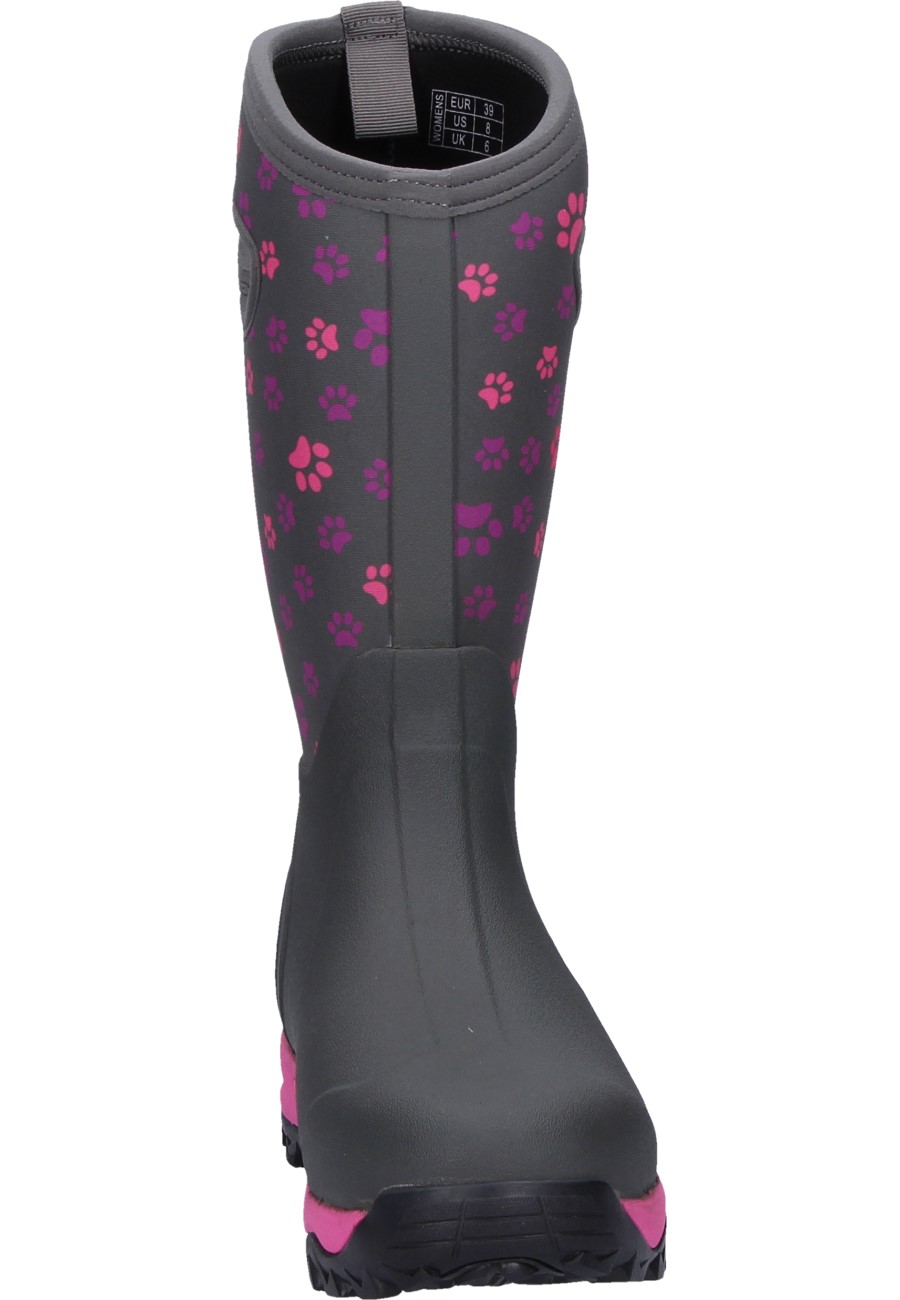 Ladies rubber boot PAW WALKER HIGH GREY / ROSA by Fella