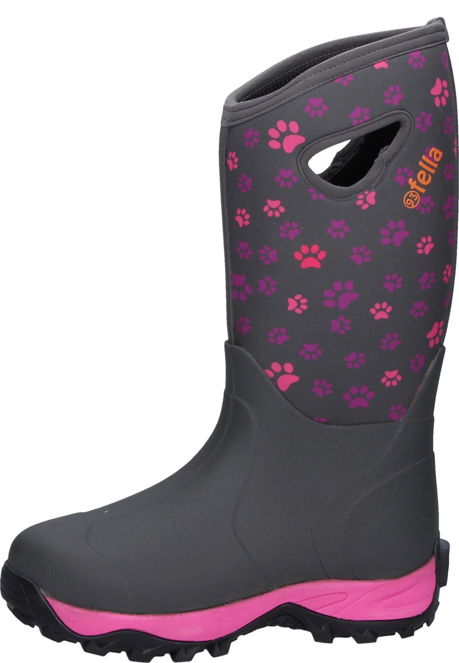 Ladies rubber boot PAW WALKER HIGH GREY / ROSA by Fella