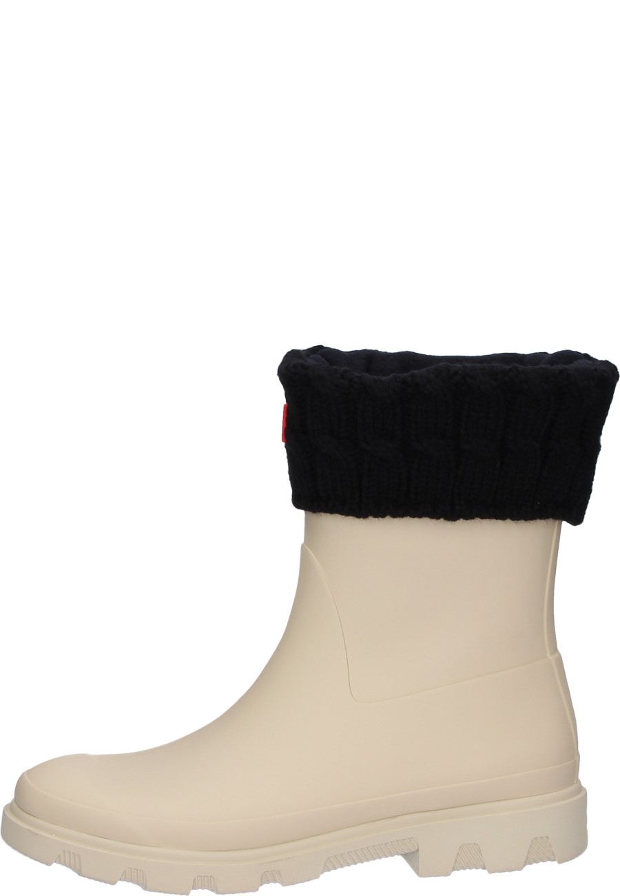 Hunter 6 Stitch Cable Short Boot Sock Black