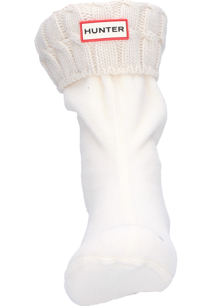 Hunter 6 Stitch Cable Short Boot Sock White