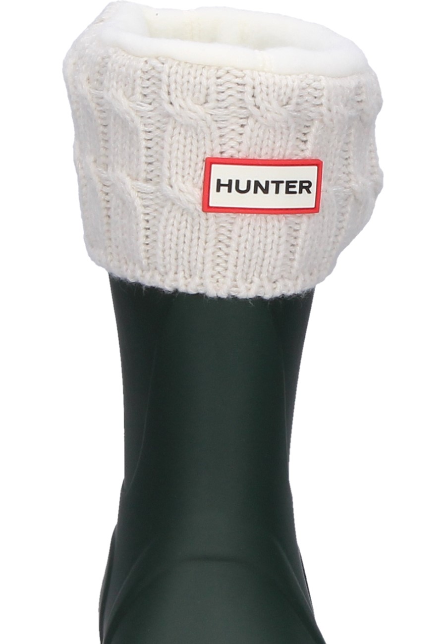 Hunter 6 Stitch Cable Short Boot Sock White