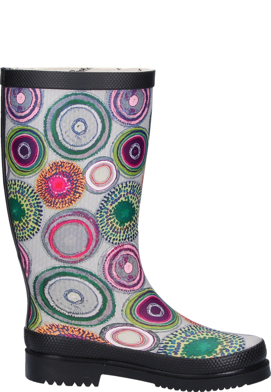 Anja black/multi, a womens' rubber boot