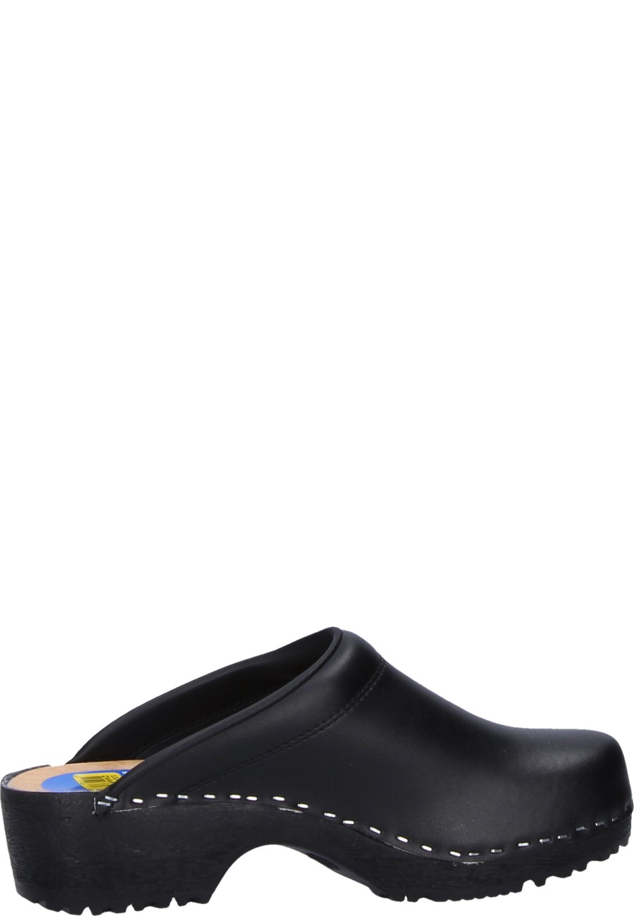 PU Clogs made from leather with a classic block heel - Unisex, open heel