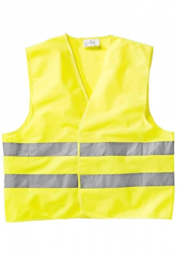 High Visibility Vest in yellow with reflective stripes, for road safety