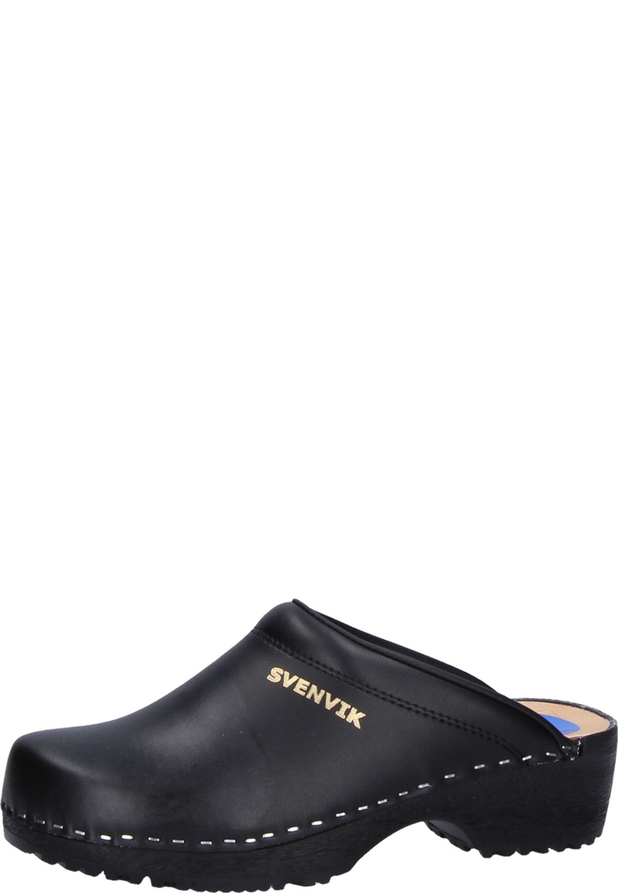 PU Clogs made from leather with a classic block heel - Unisex, open heel