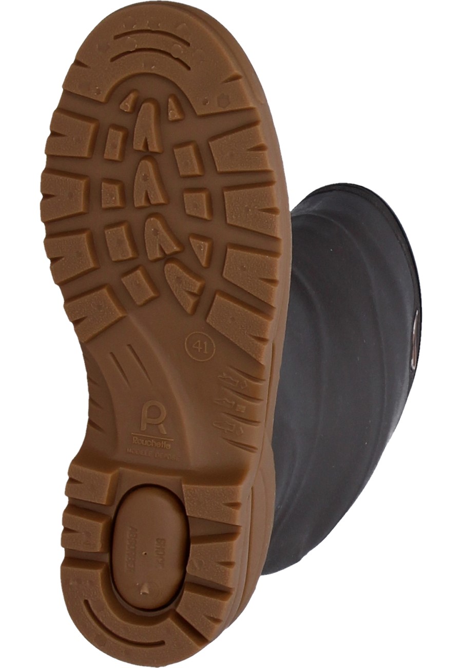 OPTIMUM FOURRÉE rubber boots in brown by Rouchette for winter