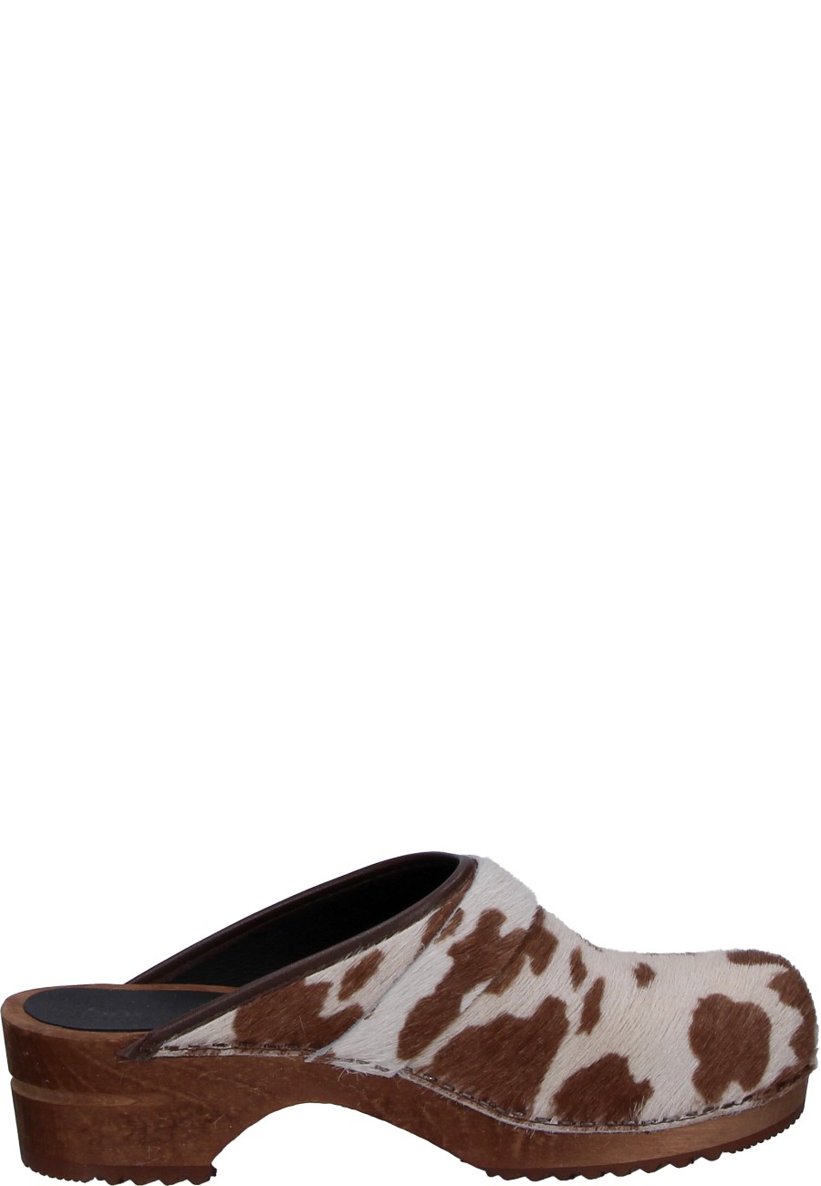 Women's clog WOOD CAROLINE COW OPEN by Sanita | A modern wooden clog ...