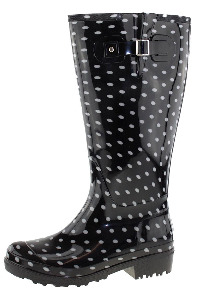 Wide Wellies Black Polka Dots Wellington boots with XL Wide Shaft