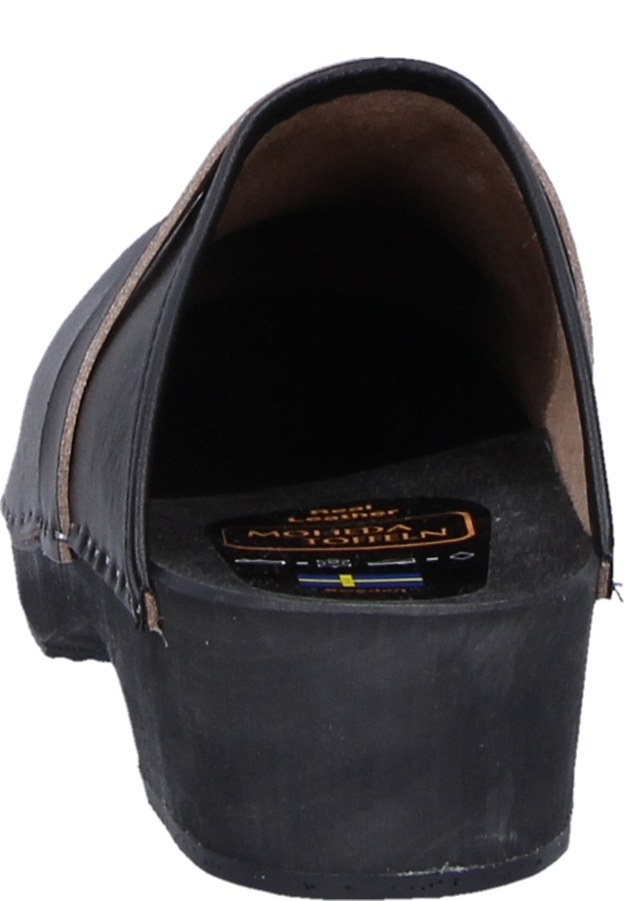 Wooden Clog made from leather with a classic block heel and strap on ...