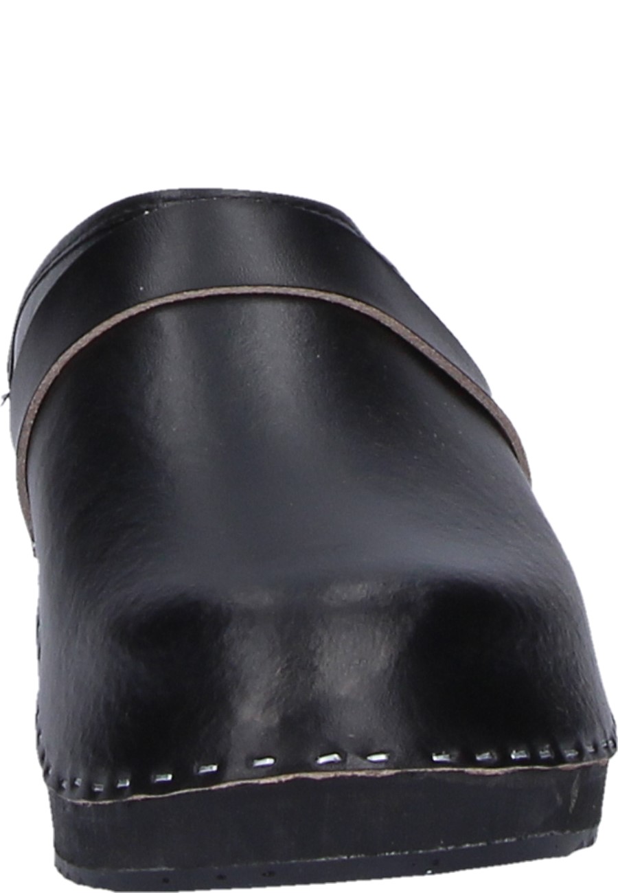 Wooden Clog made from leather with a classic block heel and strap on ...