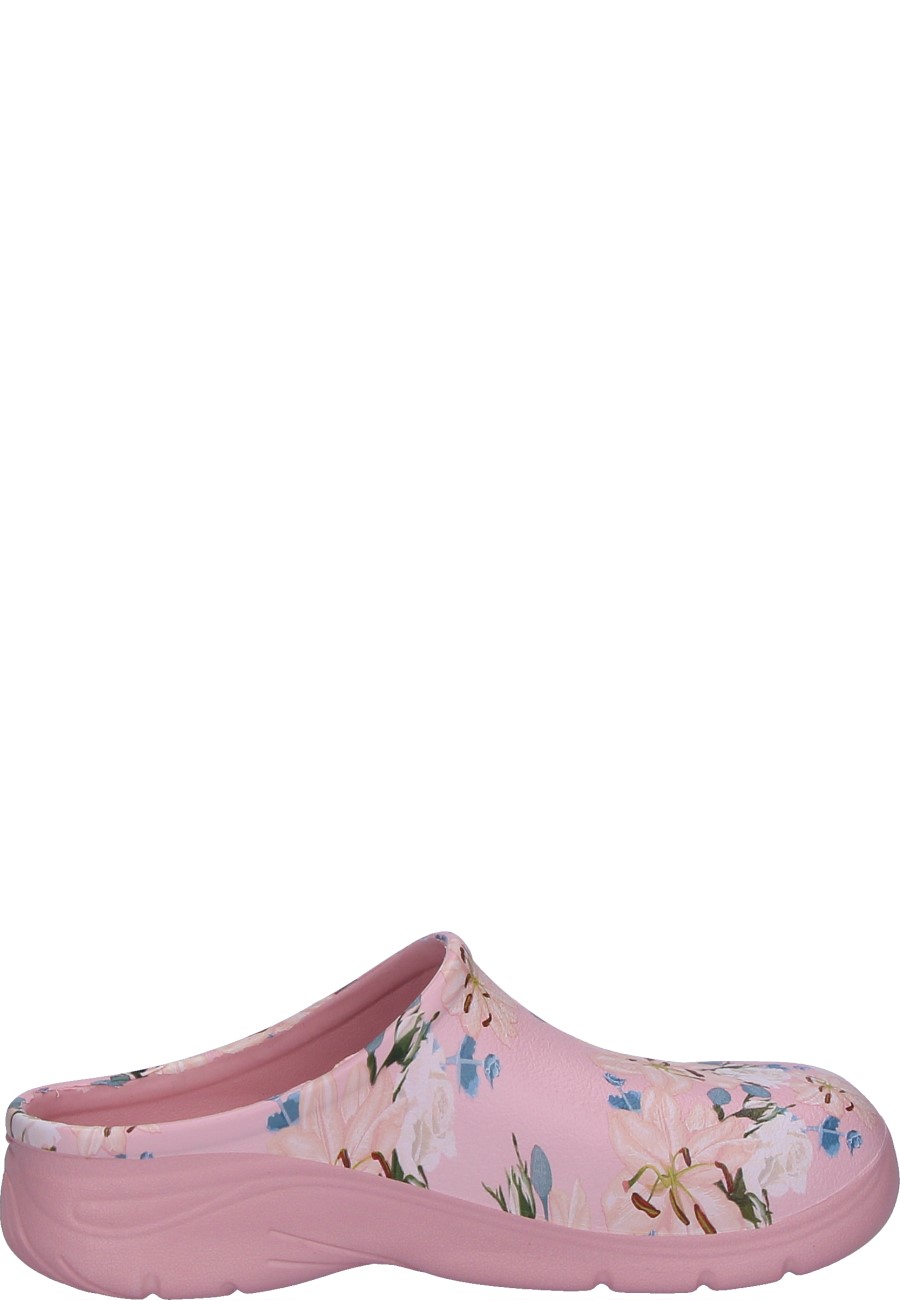 Women's clog pink with floral print | XQ Footwear