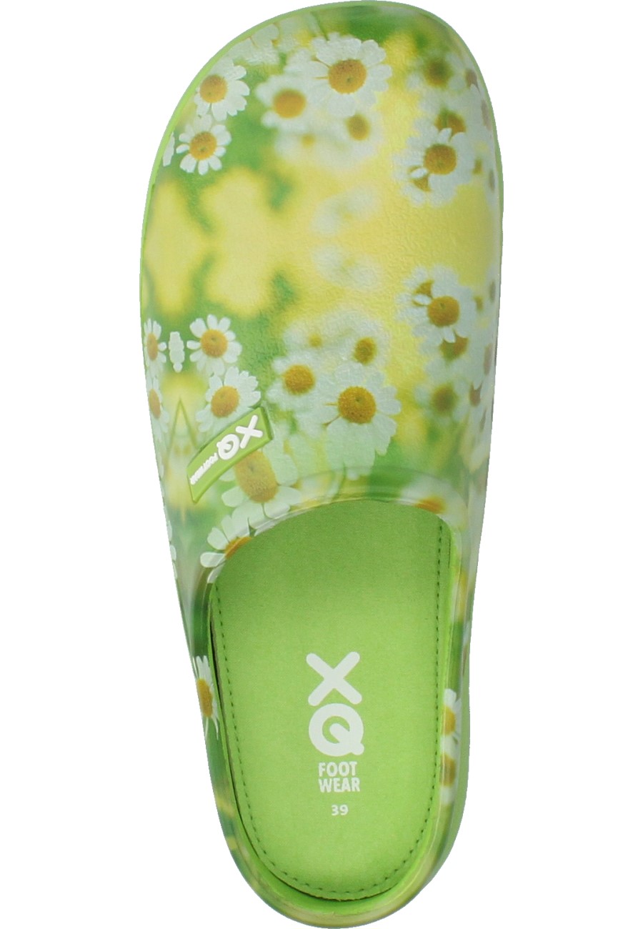 Green garden clog with floral print from XQ Footwear